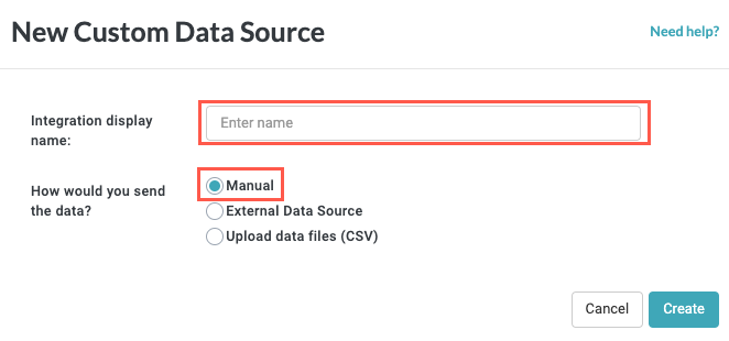 Create a Manual Custom Data Source