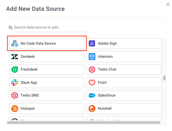Create a New No-Code Data Source