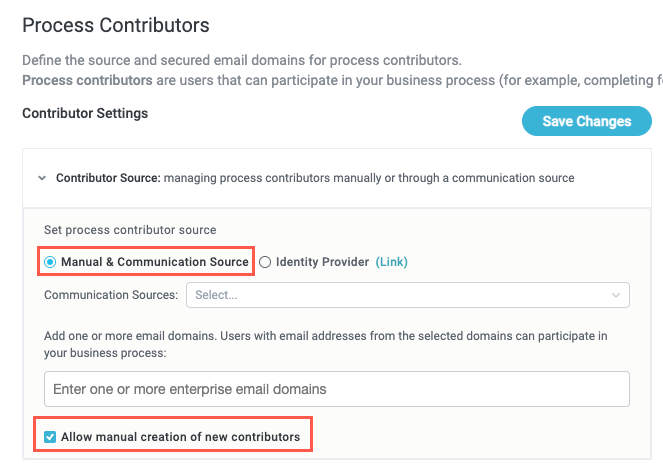 Manage Process Contributors