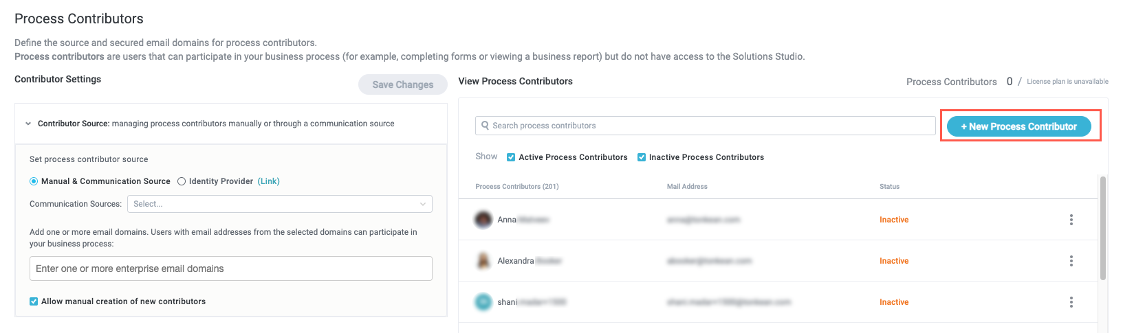 Manage Process Contributors