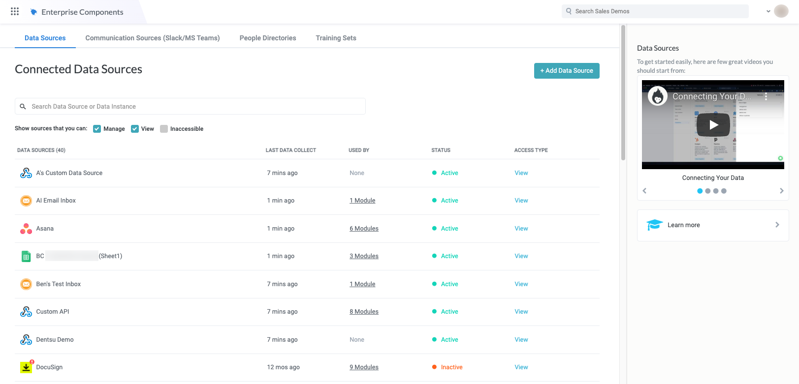Manage Data Sources