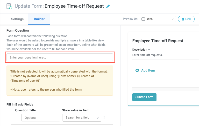 Collect Inner Items Forms