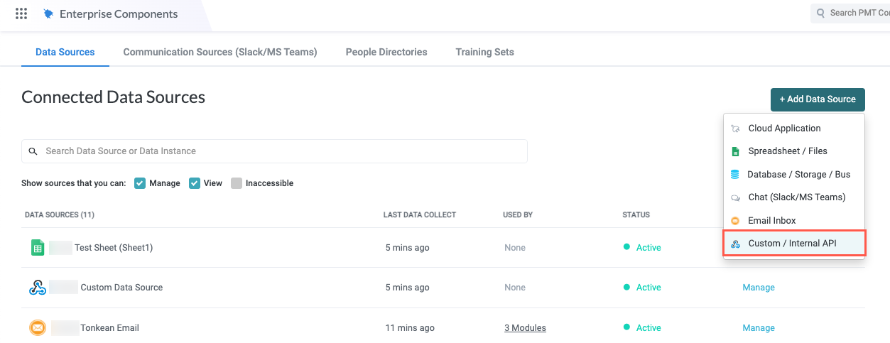 Create a Manual Custom Data Source