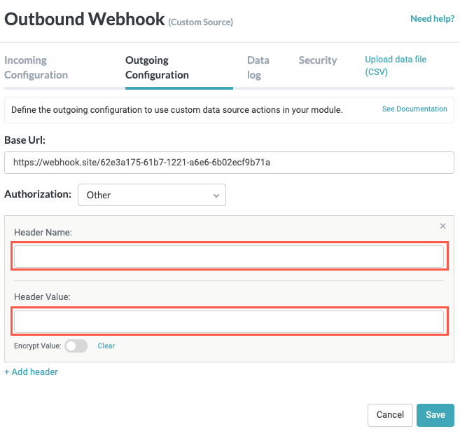 Create a Webhook Connection