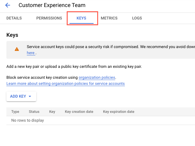 Set Up and Connect a Google Service Account